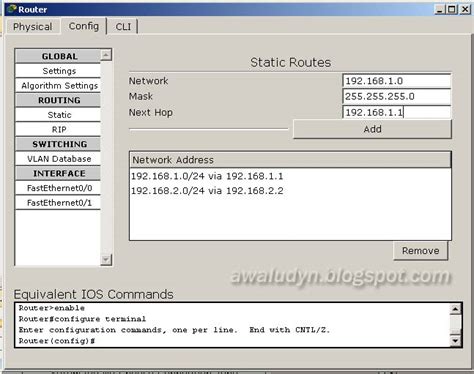 Konfigurasi Static Routing Tanpa Cli Command Line Interface Menggunakan Packet Tracer Mampir