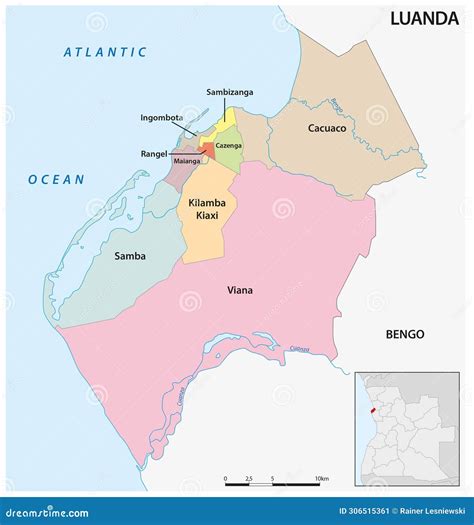 Mapa Do Vetor Administrativo Do Angolano Capital Luanda Ilustração Do