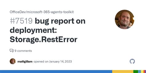 bug report on deployment storage resterror · issue 7519 · officedev