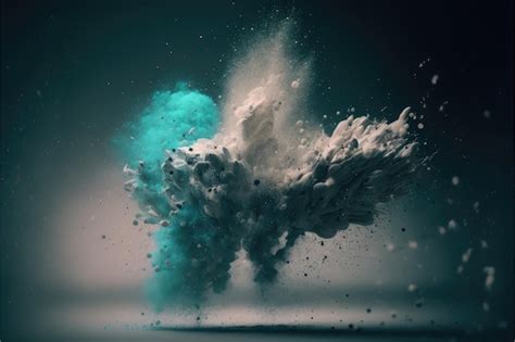 Premium Ai Image Magnified Particles In Air During Explosion Of Blue Powder Created Using