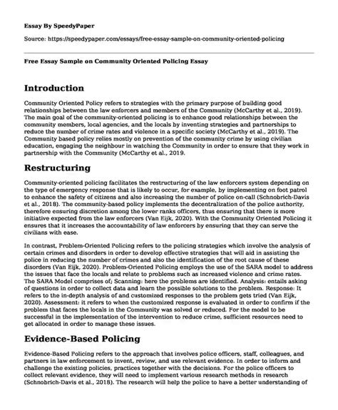 📚 Free Essay Sample On Community Oriented Policing
