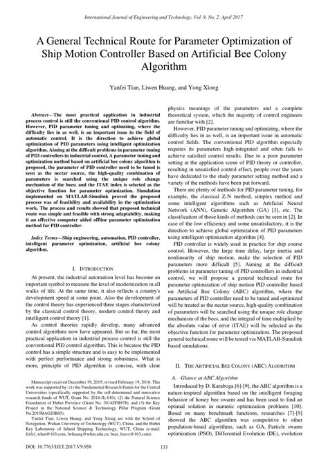 Pdf A General Technical Route For Parameter Optimization Of Ship