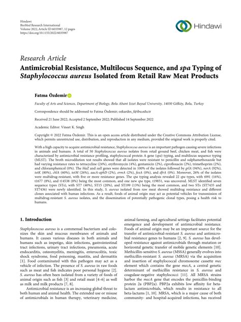 Pdf Antimicrobial Resistance Multilocus Sequence And Spa Typing Of Staphylococcus Aureus