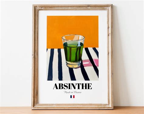 French Absinthe Art Print Poster Classic Herbal Liqueur For Bars And