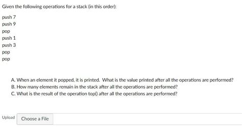 Solved Given The Following Operations For A Stack In This Chegg