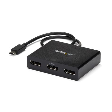 StarTech Com 3 Port USB C Multi Monitor Adapter Type C DisplayPort MST Hub Splitter 3x 1080p Win