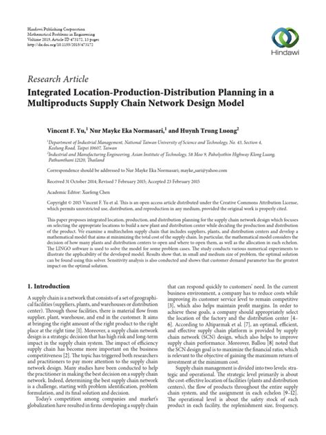 Integrated Location Production Distribution Planning In A Multiproducts Supply Chain Network