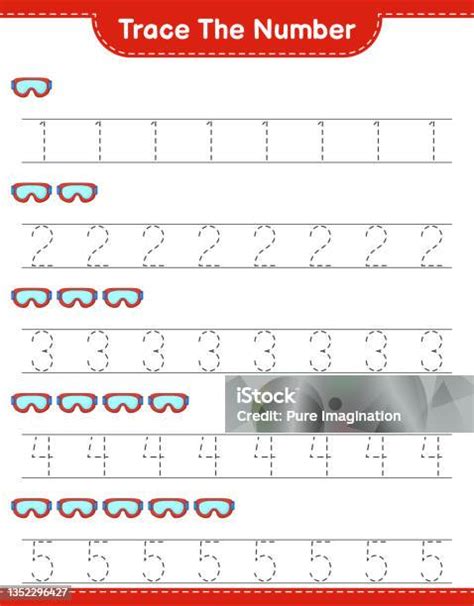 숫자를 추적합니다 고글을 가진 추적 번호 교육 어린이 게임 인쇄 워크 시트 벡터 일러스트레이션 0명에 대한 스톡 벡터 아트 및 기타 이미지 Istock
