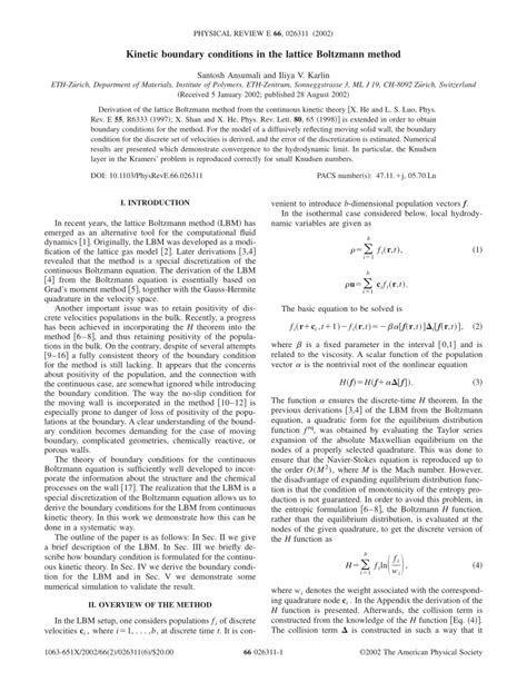 Pdf Kinetic Boundary Conditions In The Lattice Boltzmann Method