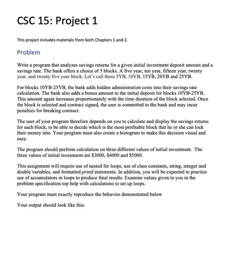 Solved Csc 15 Project 1 This Project Includes Materials