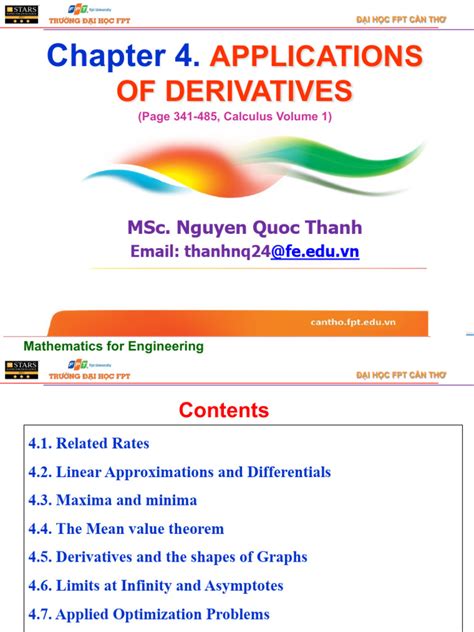 Mae101 Cal V1 Chapter 4 Applications Of Derivatives Pdf Derivative Elementary Mathematics