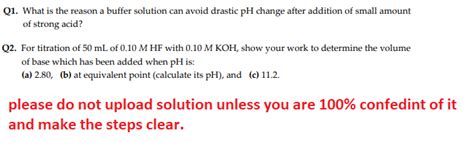 Solved What Is The Reason A Buffer Solution Can Avoid Chegg Com