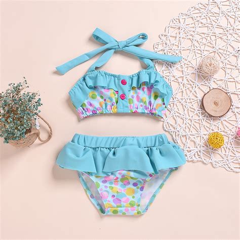 Vedolay Girls Summer Ruffle Suspender Dot Printed Cute Swimsuit Set