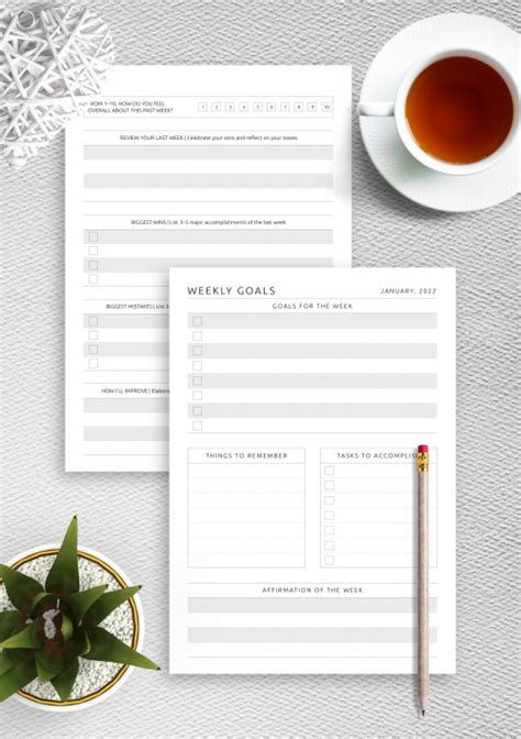 Weekly Goal Planner Templates Download PDF