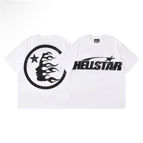 White Hellstar Graphic Tee With Black Accents Depop Shirts