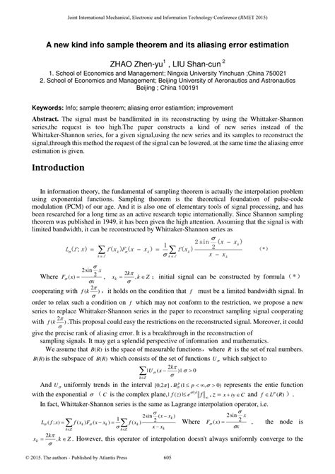 Pdf A New Kind Info Sample Theorem And Its Aliasing Error Estimation