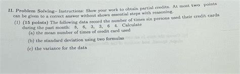 solved ii problem solving instructions show your work to