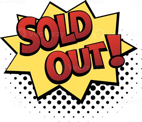Comic lettering sold out. Comic speech bubble with emotional text sold out. Bright dynamic ...