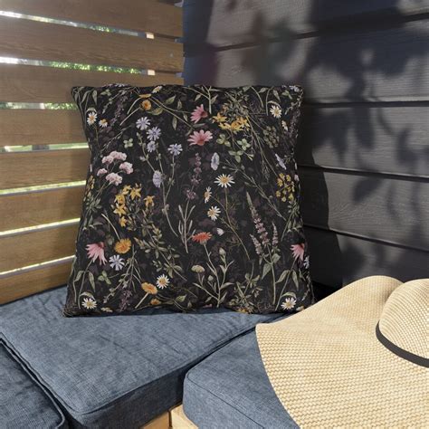 Botanical Outdoor Pillow Patio Pillow Wildflowers Whimsical