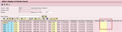 Table For Fixed Assets Master With Vendor Wise Det Sap Community