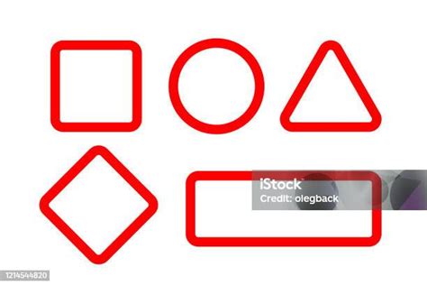 벡터 일러스트 레드 빈 기하학적 프레임 세트입니다 흰색 배경에 격리된 직사각형 정사각형 마름모 삼각형 및 원의 디자인 템플릿 0