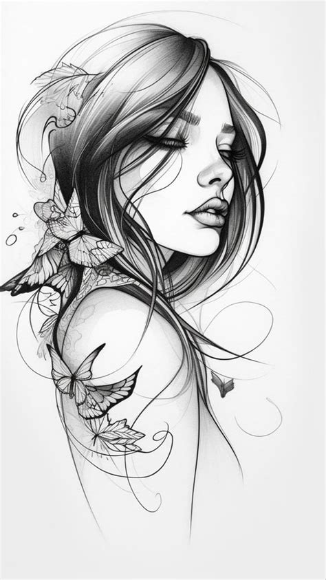 Beautiful Girl Tattoo Sketch Tattoo Drawings Sketch Tattoo Design