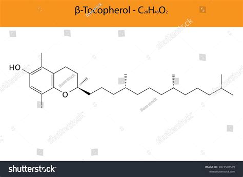 Beta Tocopherol Skeletal Structure Molecular Formula Stock Vector