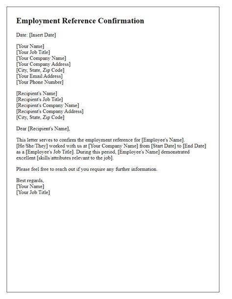 Letter Template For Employment Reference Verification Free Samples In Pdf Letterin