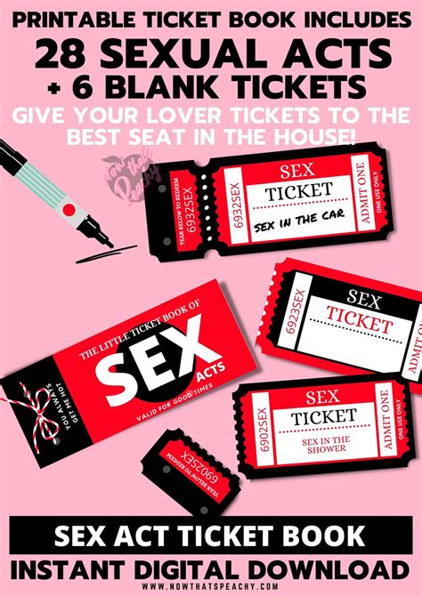 SEX Acts TICKET Voucher Book Printable Download Valentines Day Anniversary Naughty Coupons