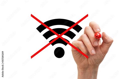 No WIFI Concept WIFI Symbol On Whiteboard Erased By Red Marker Pen Stock Photo Adobe Stock