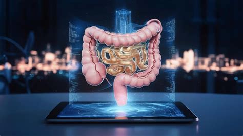 Premium Photo A Holographic Projection Of An Intestinal Scan Over A