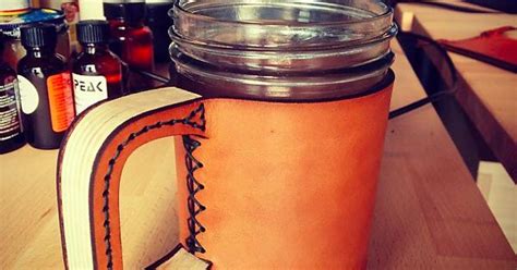 stitching detail on handle laser cut mason jar cozie imgur