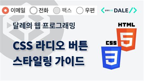 Css 라디오 버튼 스타일링 가이드 달레의 웹 프로그래밍 Youtube