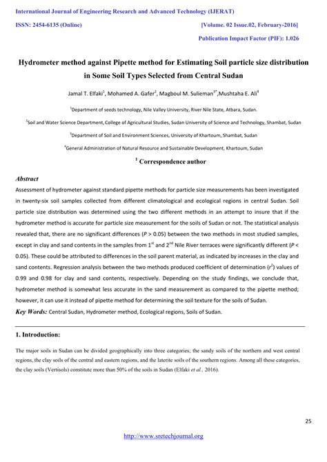 PDF Hydrometer Method Against Pipette Method For Estimating Soil Particle Size Distribution In