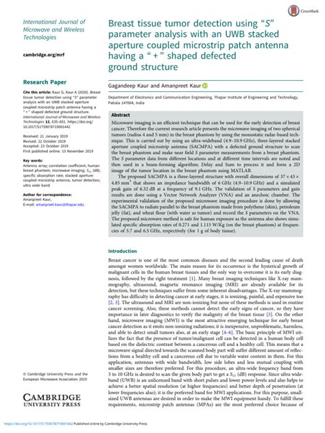 Breast Tissue Tumor Detection Using S Parameter Analysis With An Uwb Stacked Aperture Coupled