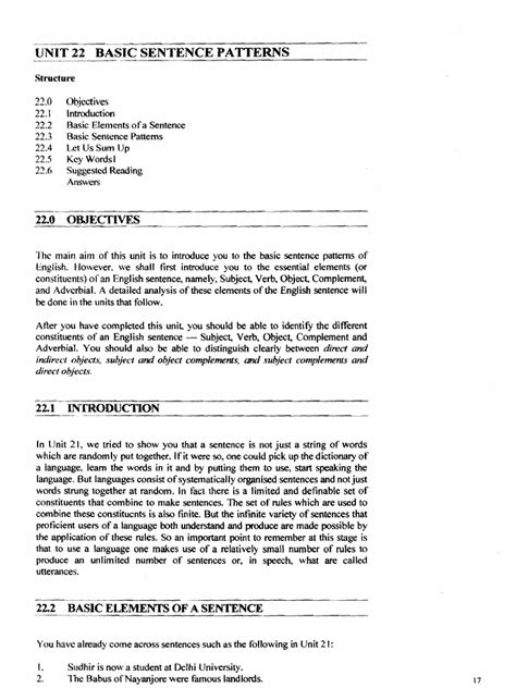 Sentence Pattern Pdf