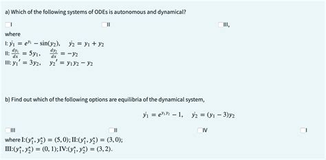 Solved A Which Of The Following Systems Of Odes Is