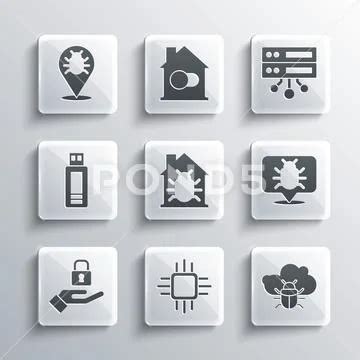 Set Processor With Microcircuits CPU System Bug On A Cloud House System Lock Graphic
