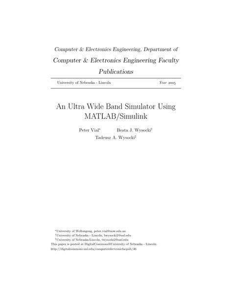 Pdf An Ultra Wide Band Simulator Using Matlabsimulink