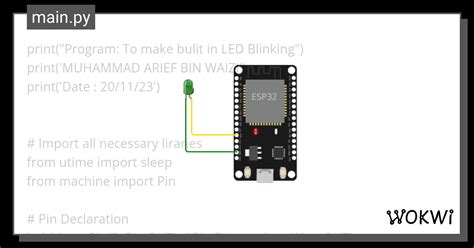 Extenal Led Blinking Wokwi Esp32 Stm32 Arduino Simulator