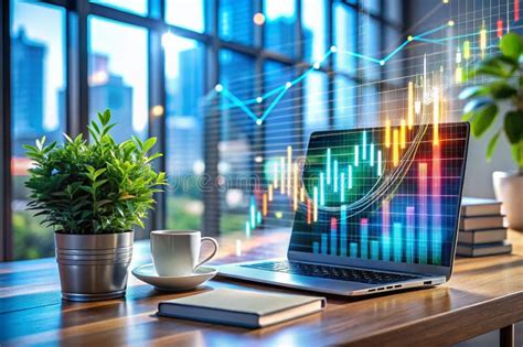 Inspiring Tech Workspace Colorful Data Visualizations Greenery And