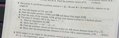 solved 5 the points a and b have position vectors i 2j 2k