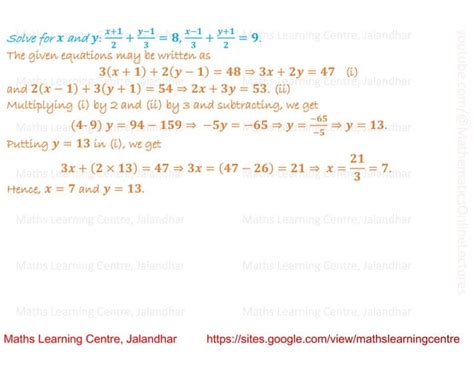 Class 10 Chapter 3 Pair Of Linear Equations In Two Variables