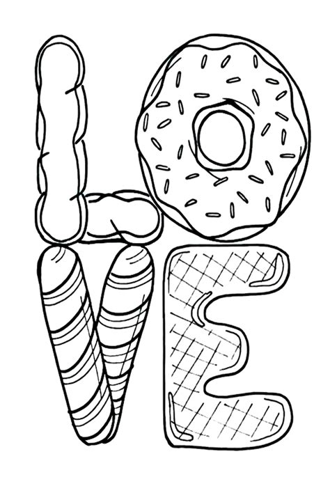 Donut Donut Coloring Page Digital Stamps Templates Pr
