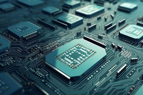 premium photo closeup of electronic circuit board with cpu microchip electronic components