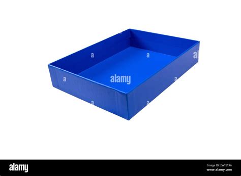 Blue Cardboard Box Isolated On White Open T Box Rectangular Empty