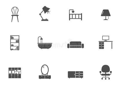 furniture silhouette vector icons isolated on white stock vector illustration of furniture