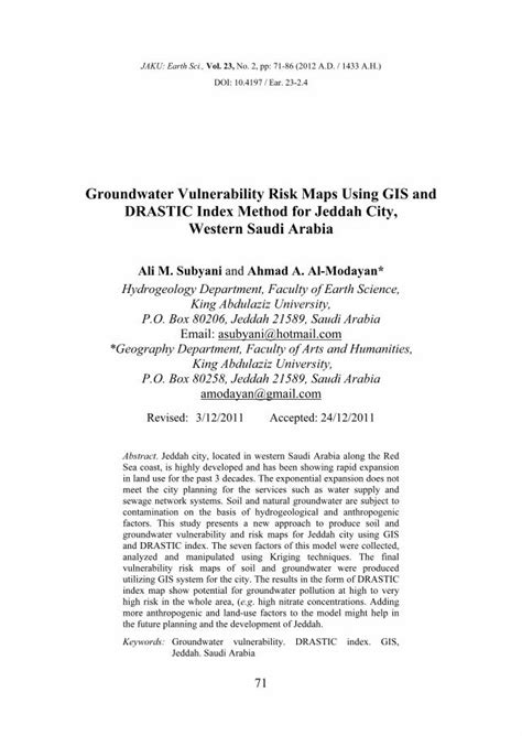 Pdf Groundwater Vulnerability Risk Maps Using Gis And Drastic