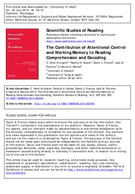 Pdf The Contribution Of Attentional Control And Working Memory To