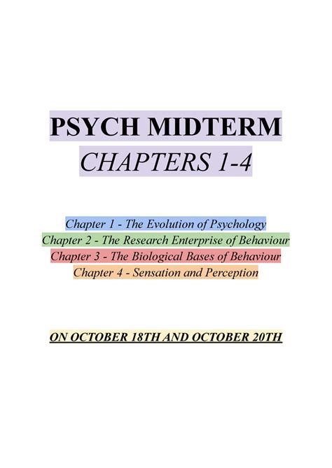Psych Midterm 1 Myriam Mongrain Psych Midterm Chapters 1 Chapter 1 The Evolution Of